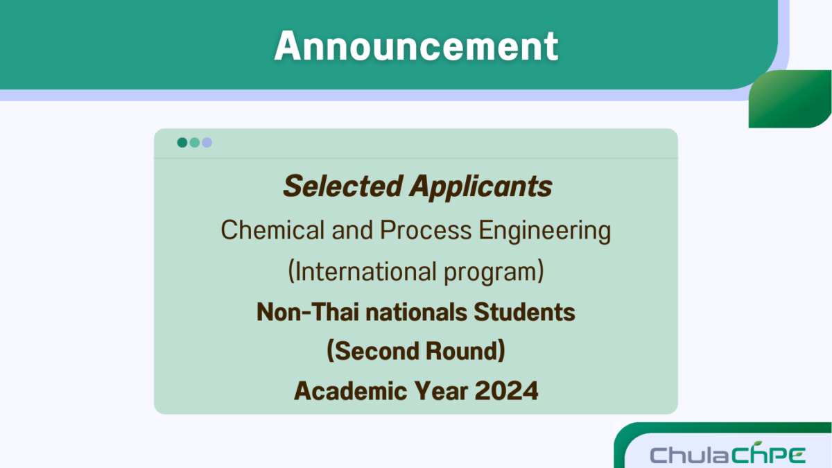 CHEMICAL ENGINEERING – DEPARTMENT OF CHEMICAL ENGINEERING CHULALONGKORN UNIVERSITY