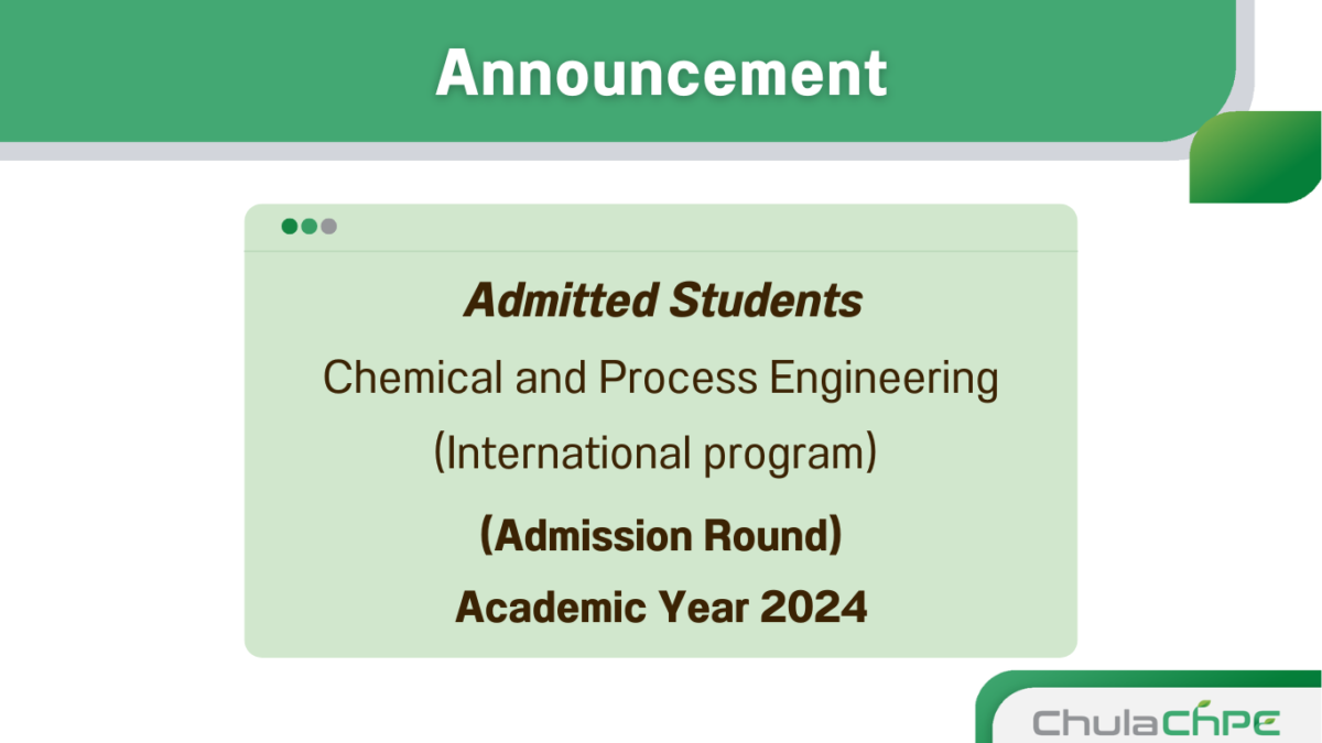 CHEMICAL ENGINEERING – DEPARTMENT OF CHEMICAL ENGINEERING CHULALONGKORN ...